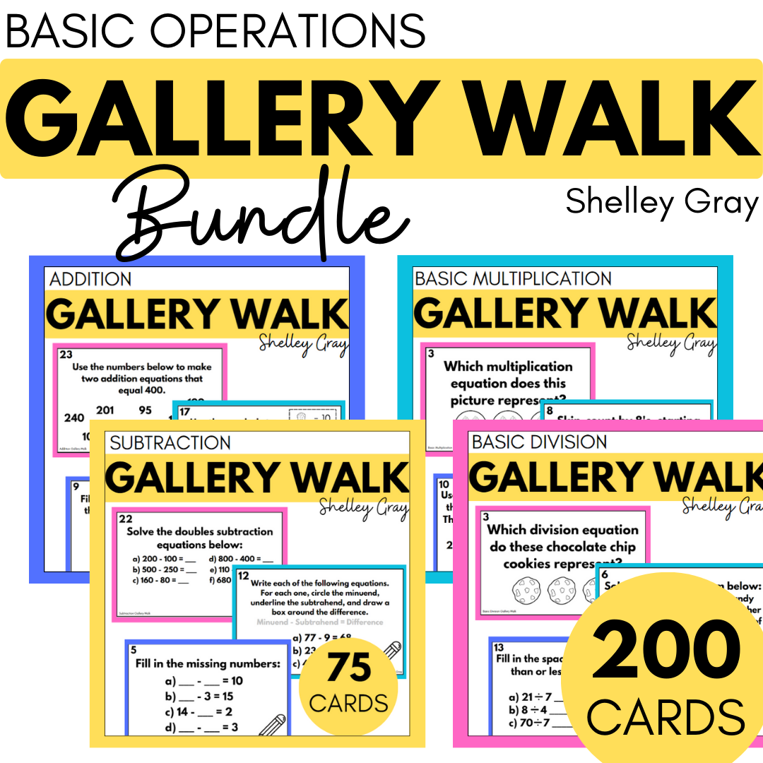 Addition, Subtraction, Multiplication, Division Gallery Walk BUNDLE ...