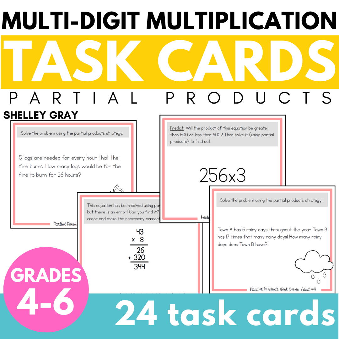 Partial Products Task Cards for Multi-Digit Multiplication – Shelley ...