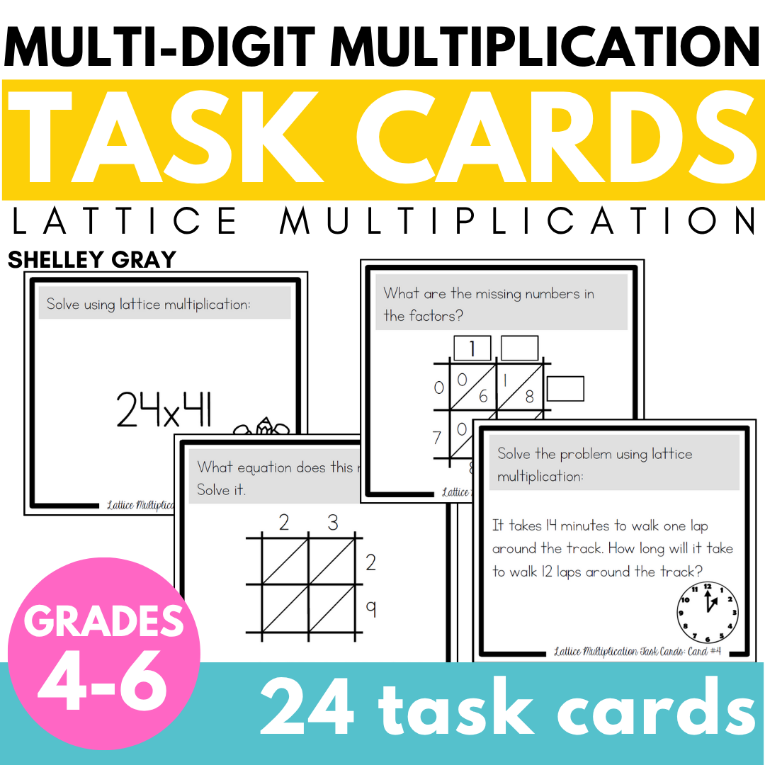 Lattice Multiplication - Multi-Digit Multiplication Task Cards ...