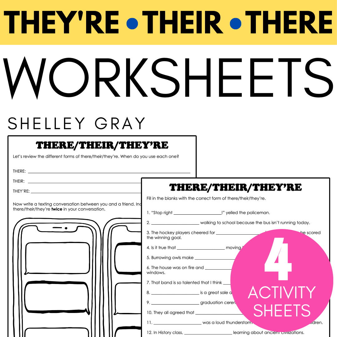 There, Their, They're Homophone Worksheets – Shelley Gray Teaching