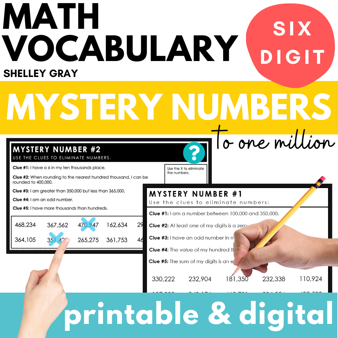 Math Vocabulary 6-Digit Mystery Numbers - Problem-Solving, Morning Wor ...