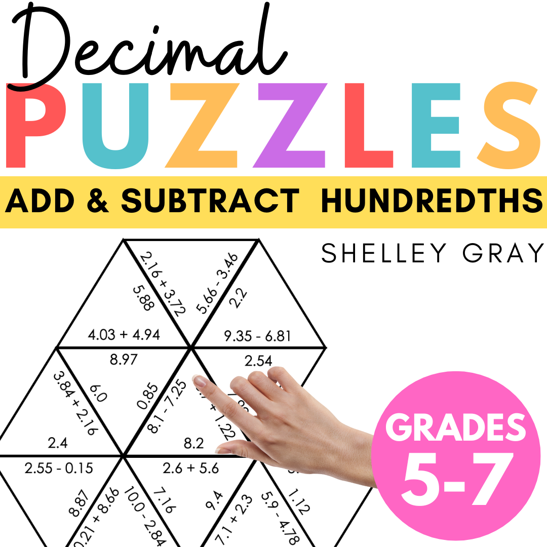 Decimal (Hundredths) Addition Subtraction Math Puzzles; Tarsia Puzzles ...