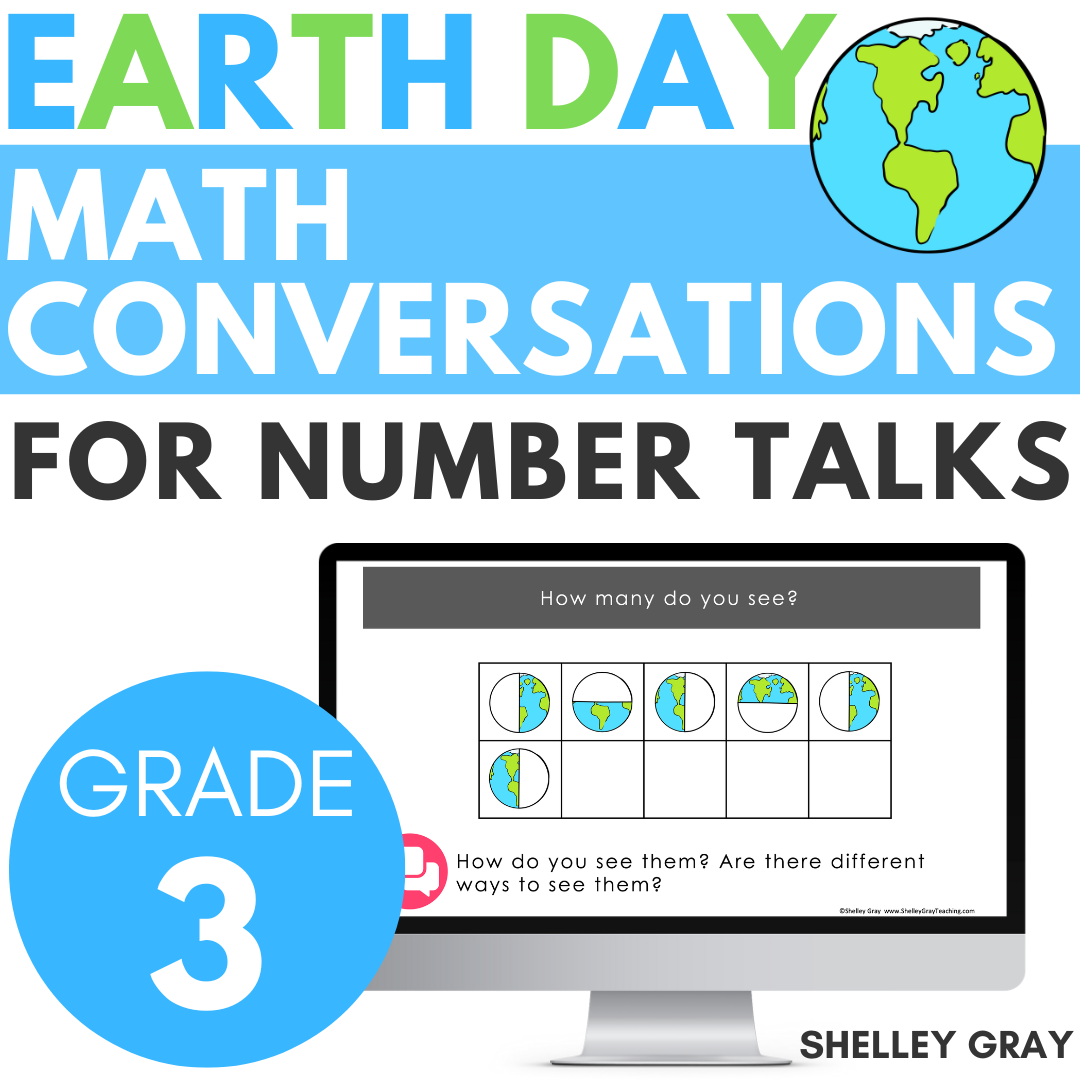 Earth Day Math Conversations for Number Talks, 3rd Grade, 20 Number Ta ...