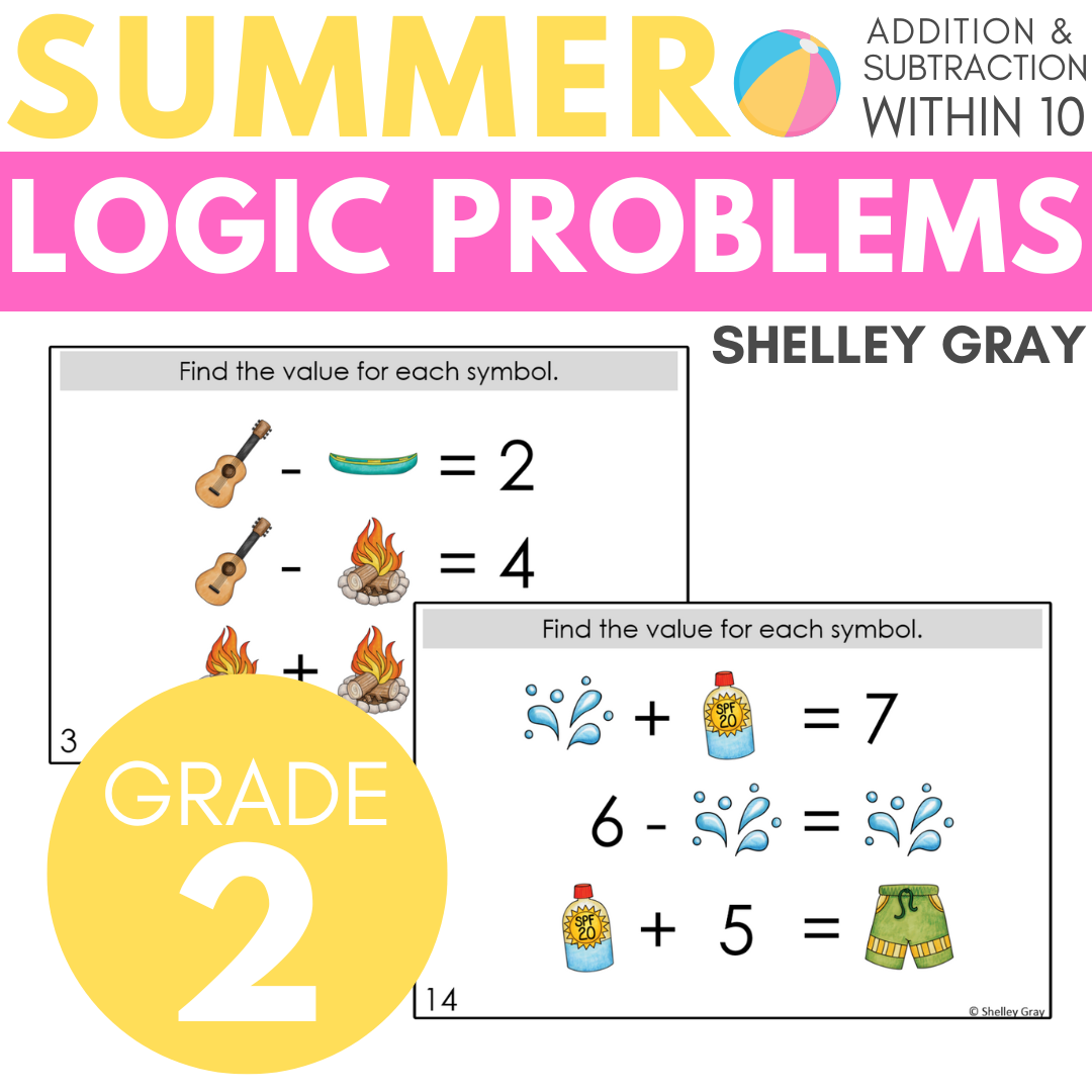 Summer-Themed Math Logic Problems, Puzzles for Addition & Subtraction ...