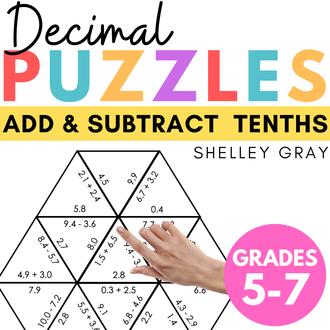 Decimal (Tenths) Addition Subtraction Math Puzzles; Tarsia Puzzles and ...