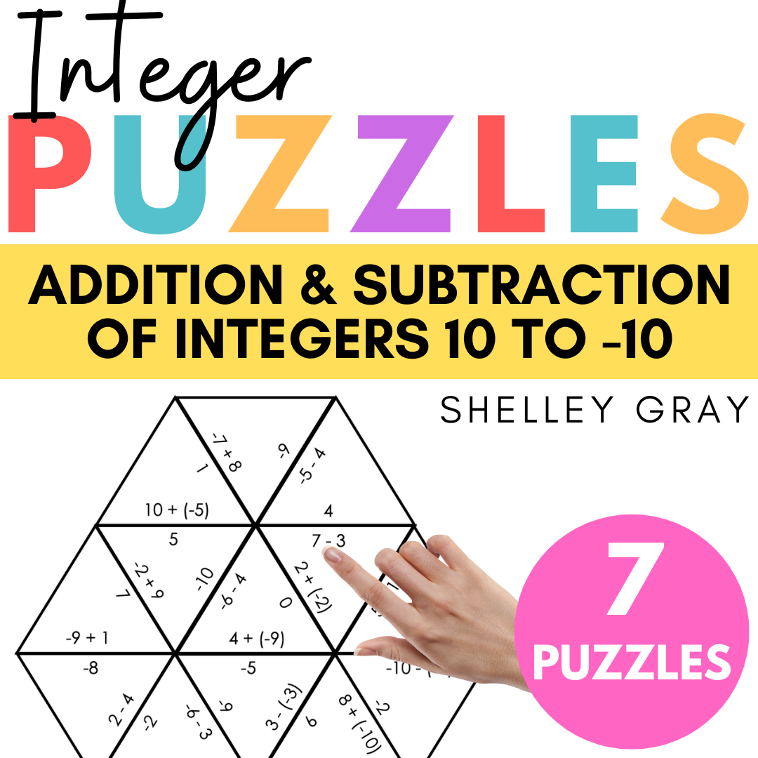 Adding and Subtracting Integers (+10 to -10) Math Puzzles and Mazes ...