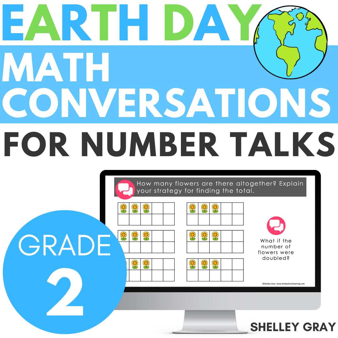 Earth Day Math Conversations for Number Talks, 2nd Grade, 20 Number Ta ...