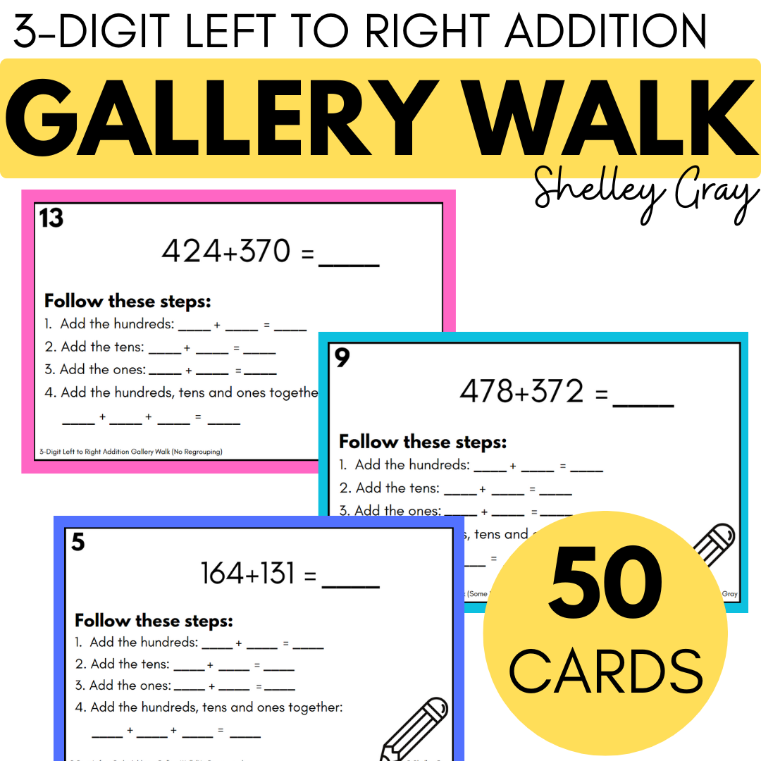 Left-to-Right Addition for 3-Digit Numbers - Around the Room Gallery W ...