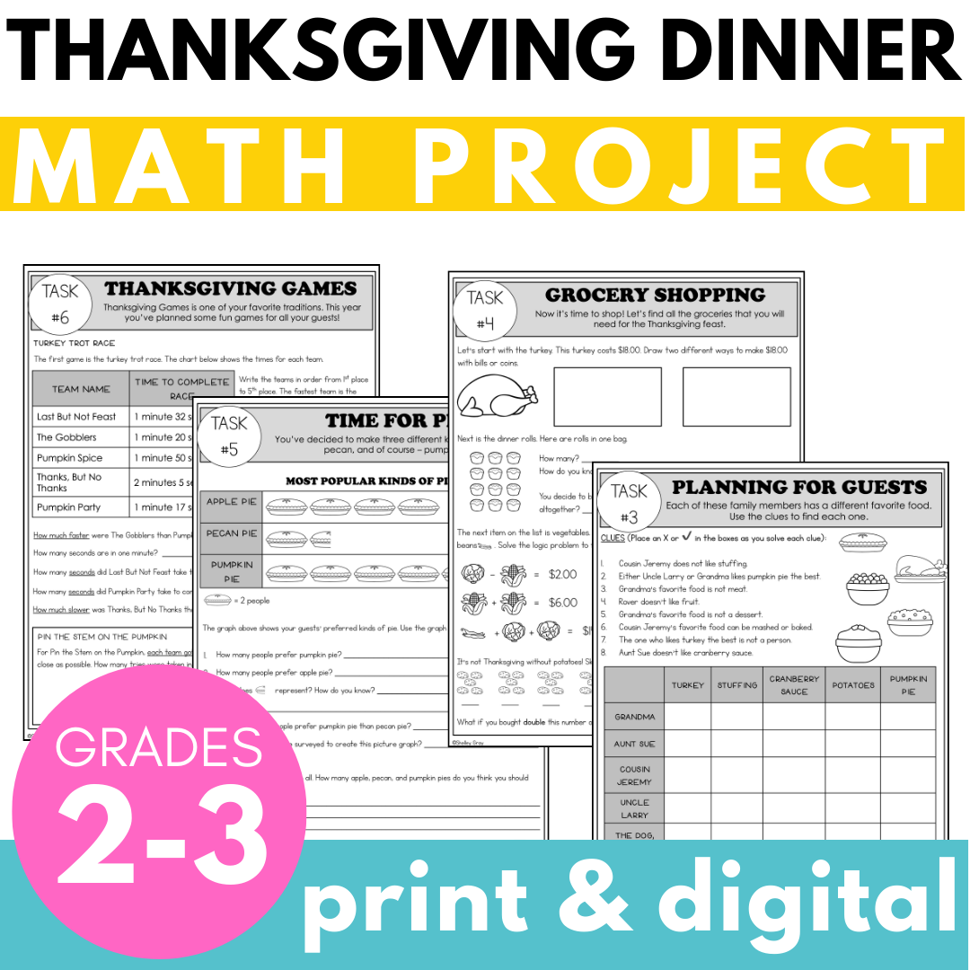 Thanksgiving Dinner Math Project | Best-Suited to Grades 2-3 – Shelley ...