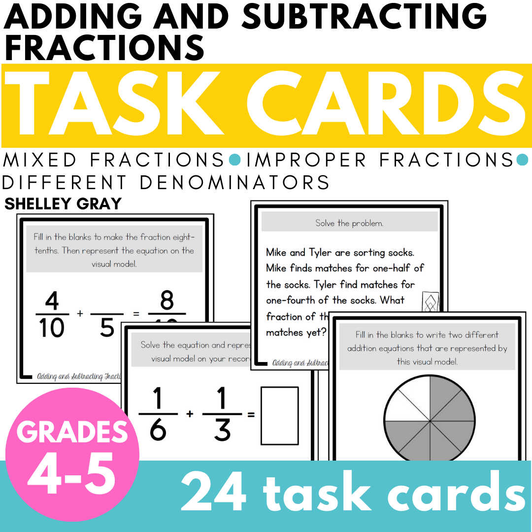 Adding & Subtracting Fractions Task Cards - Improper, Mixed – Shelley ...