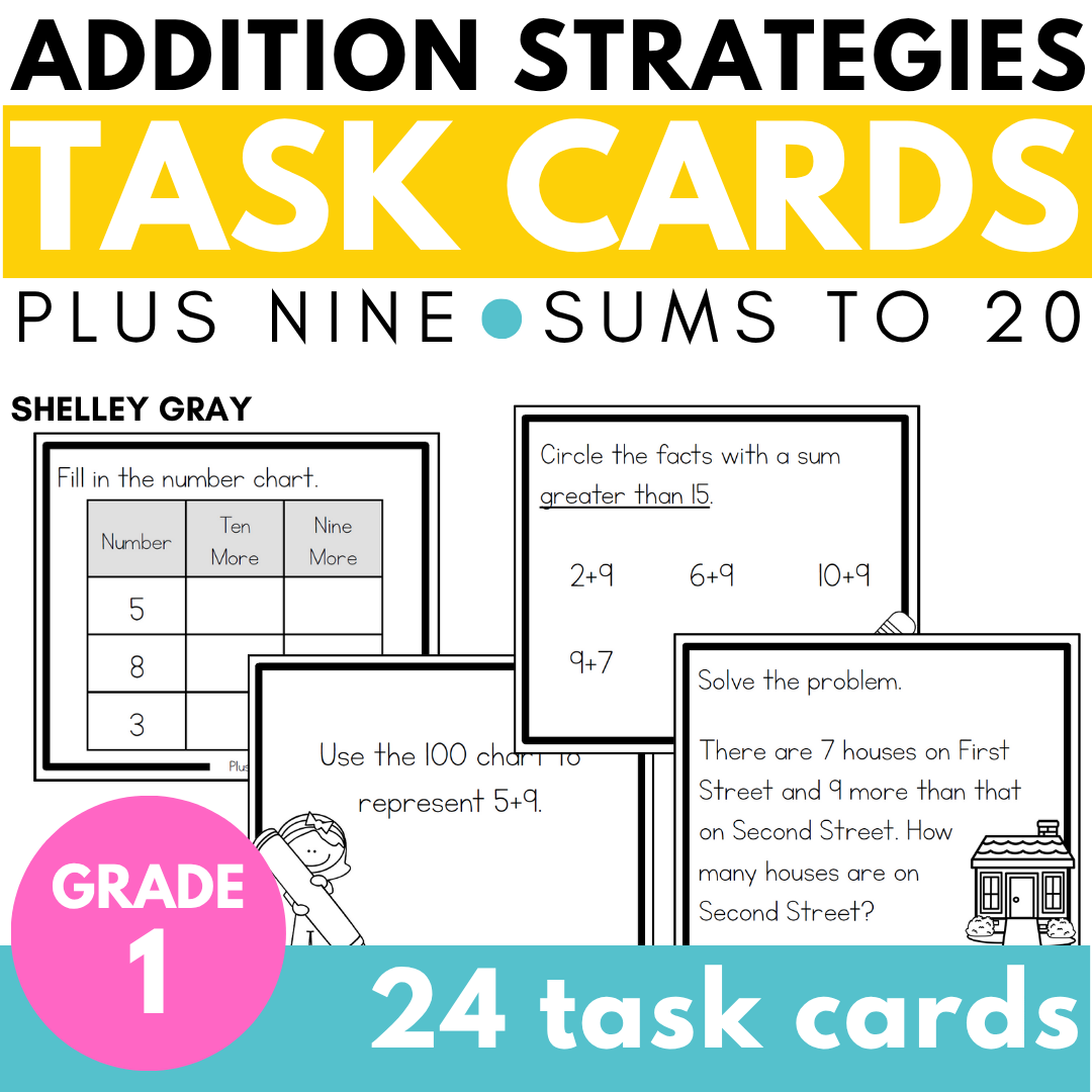 Addition Strategy Task Cards: Plus Nine Facts (Sums to 20) – Shelley ...