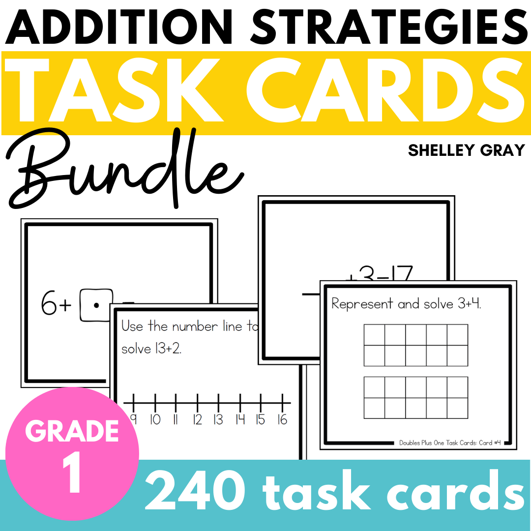 Addition Strategies Task Cards: First Grade Bundle (Sums to 20 ...