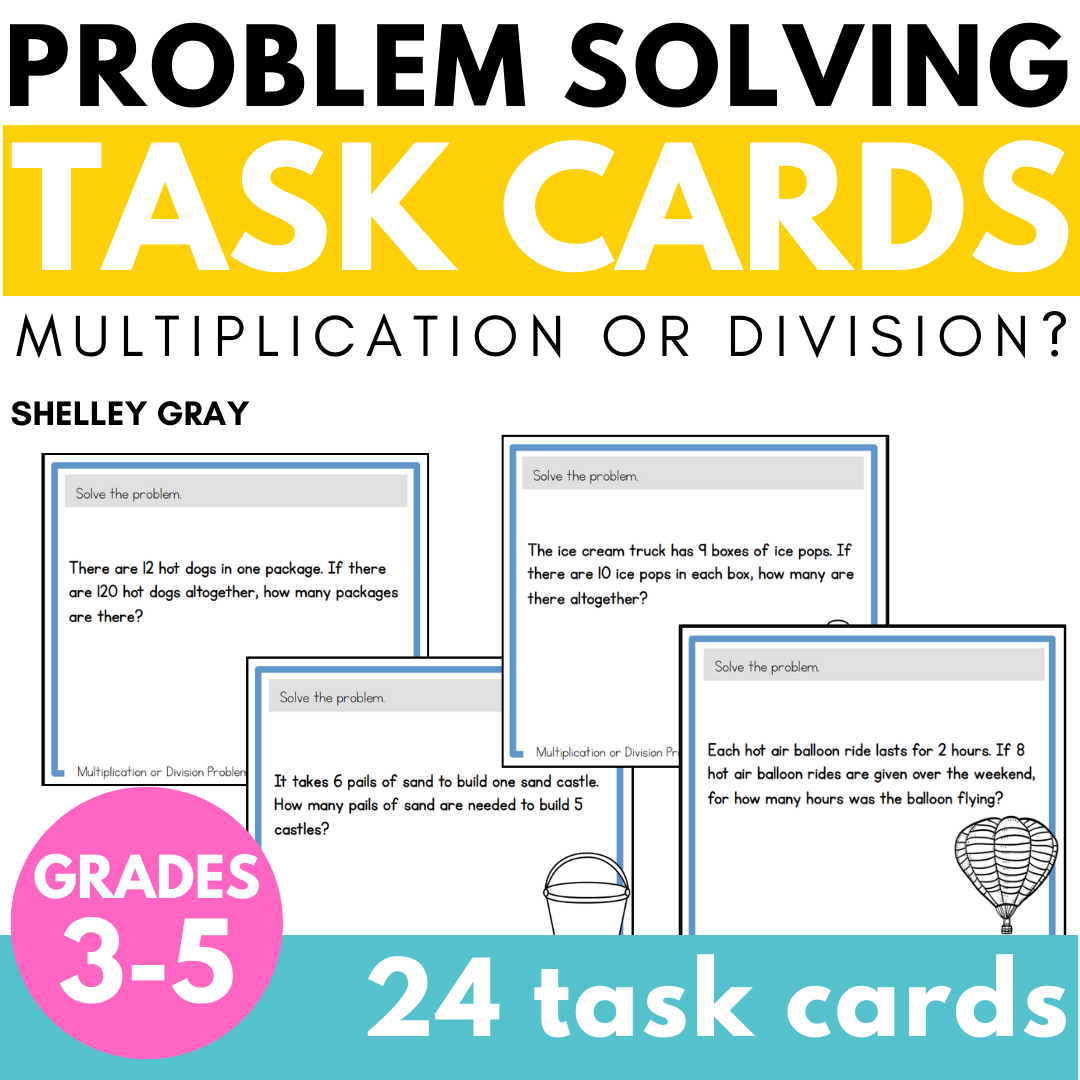 Multiplication or Division Problem Solving Task Cards - Basic Facts ...