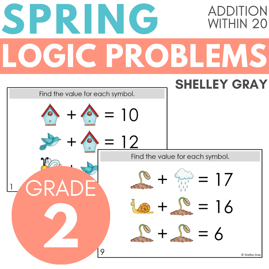 Spring-Themed Math Logic Problems, Puzzles for Addition to 20, Problem ...
