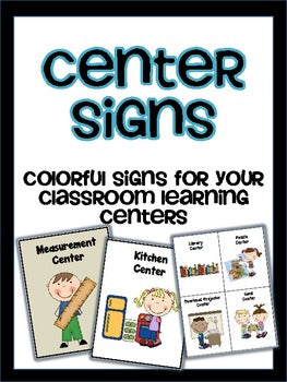 Center Signs: colorful signs for your classroom learning centers ...
