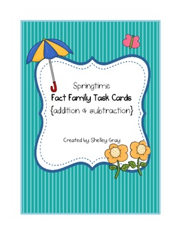 FREE Addition and Subtraction Fact Family Task Cards – Shelley Gray ...