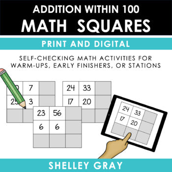 Addition to 100 - Fun Self-Checking Math Squares – Shelley Gray Teaching
