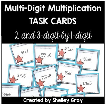 Multi-Digit Multiplication Task Cards 2 & 3-Digit by 1-Digit & Strateg ...