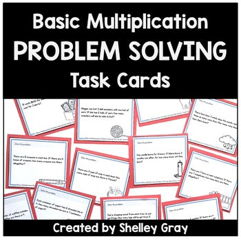 Multiplication Problem Solving Task Cards - Basic Multiplication Facts ...