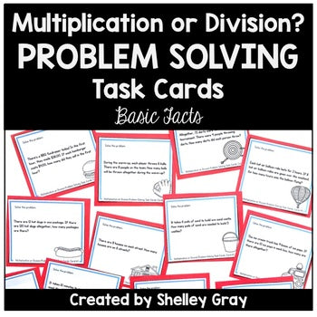 Multiplication or Division Problem Solving Task Cards - Basic Facts ...