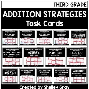 Addition Strategies Task Cards: Third Grade Bundle (Sums to 1000 ...