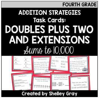 Addition Strategy Task Cards: Doubles Plus Two and Extensions (Fourth ...