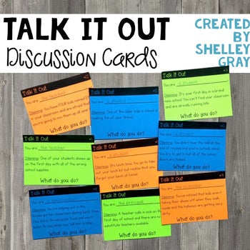 Back To School "Talk It Out" Discussion Cards for the First Week of Sc ...