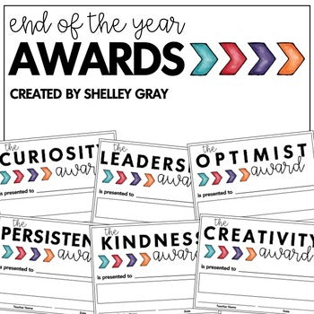 End of the Year Awards Certificates for Character Traits and Growth Mi ...