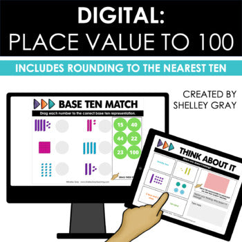 DIGITAL Place Value to 100: Includes rounding to the nearest ten ...