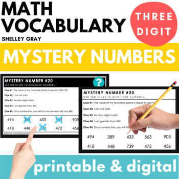 Math Vocabulary 3-Digit Mystery Numbers - Problem-Solving, Morning Wor ...