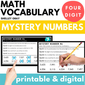 Math Vocabulary 4-Digit Mystery Numbers - Problem-Solving, Morning Wor ...