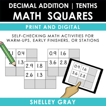 Adding Decimals - Tenths - Fun Self-Checking Math Squares for Addition ...