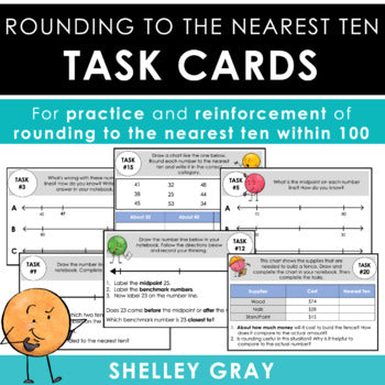 Rounding to the Nearest 10 Task Cards For Numbers to 100 – Shelley Gray ...