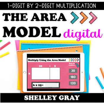DIGITAL Area Model Practice: 1-Digit by 2-Digit Multiplication ...