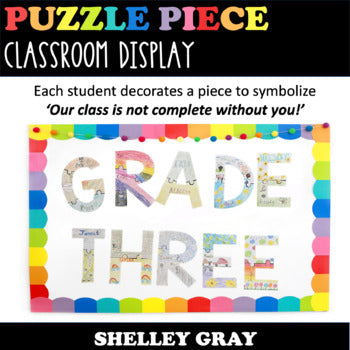 Back to School Puzzle Piece Classroom Display - First Day of School Ac ...