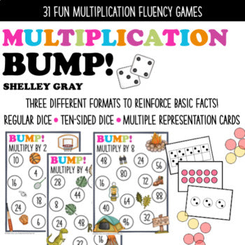 Multiplication Bump Games Fun Math Games for Fact Fluency - Arrays, Eq ...