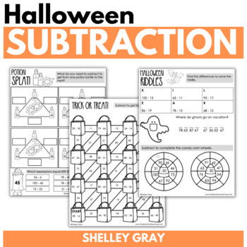 Halloween Math Worksheets for Subtraction – Shelley Gray Teaching
