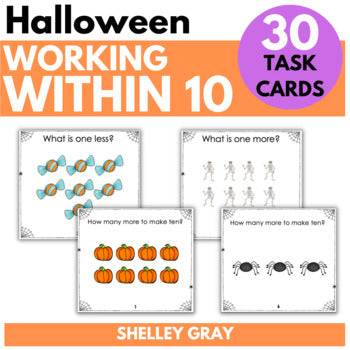 Halloween Task Cards for Working with Numbers to 10 - Make 10 One More ...