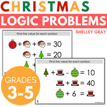 Christmas Math Logic Problems, Puzzles for Addition & Subtraction With ...