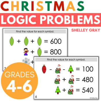 Christmas Math Logic Problems, Puzzles for Addition & Subtraction With ...