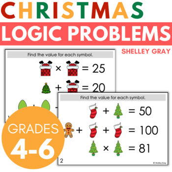 Christmas Math Logic Problems, Puzzles for Add, Subtract, Multiply Wit ...