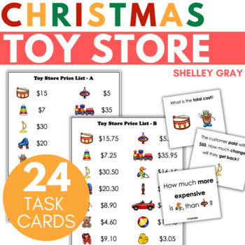 Christmas Money, Addition, Subtraction Task Cards, Toy Store Theme ...