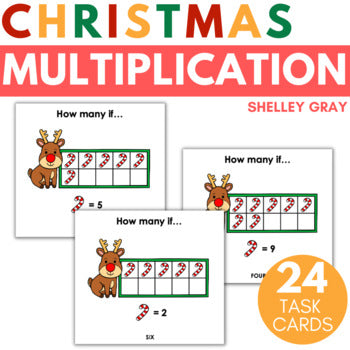 Christmas Multiplication Task Cards for Basic Facts, Using Ten Frames ...