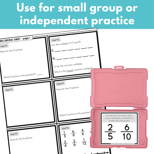 Common Denominators Fraction Task Cards - Fractions Practice – Shelley ...