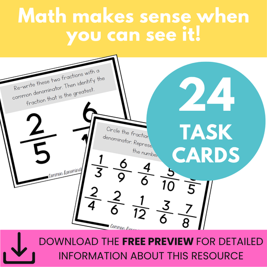 Common Denominators Fraction Task Cards - Fractions Practice – Shelley ...