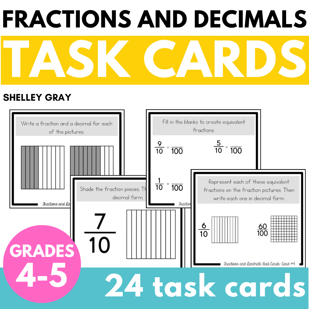 Fractions and Decimals Task Cards - Fraction Practice – Shelley Gray ...
