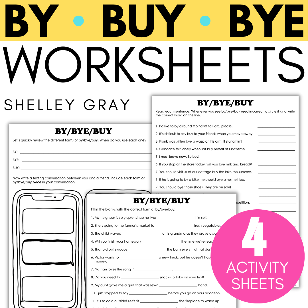 By Buy Bye Homophone Worksheets – Shelley Gray Teaching