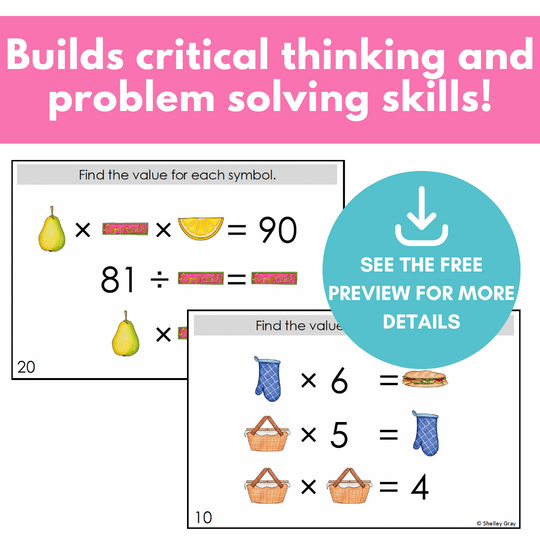 Summer-Themed Math Logic Problems, Puzzles for Multiplication & Divisi ...