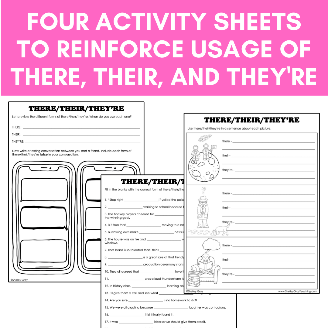 There, Their, They're Homophone Worksheets – Shelley Gray Teaching