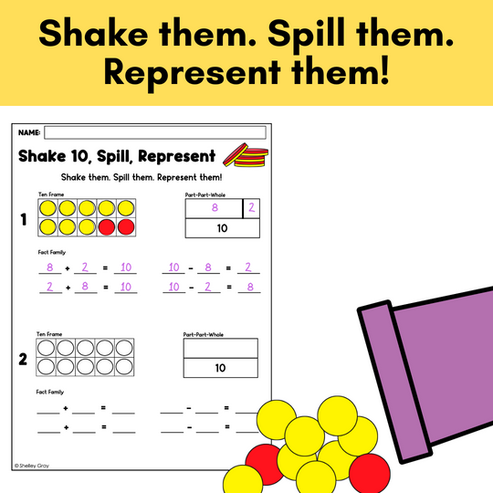 Shake and Spill Math Game - Partners of 5 & 10, Part Part Whole, Fact ...